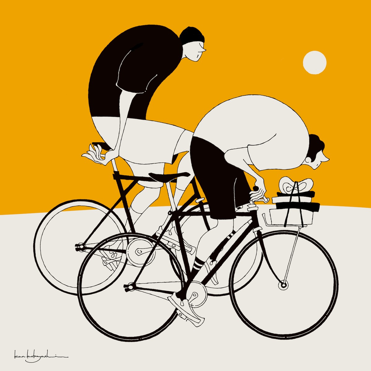 illustration of two boys riding a fixie. | kan kobayashi online