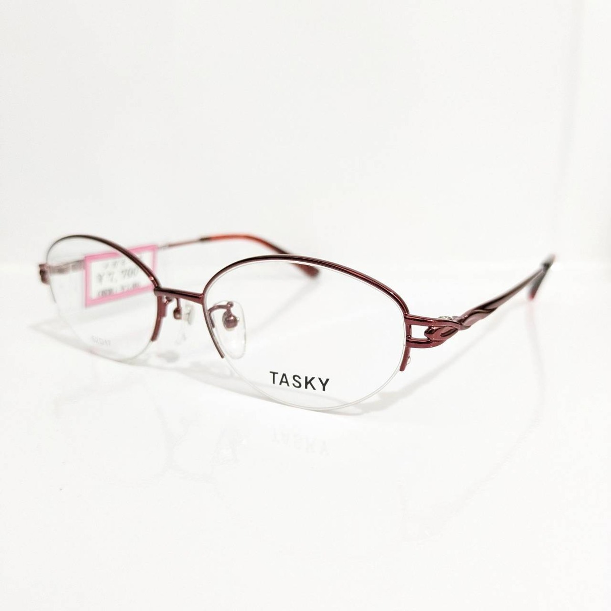 【TASKY】オーバルナイロールフレーム レッド | メガネ相互南店