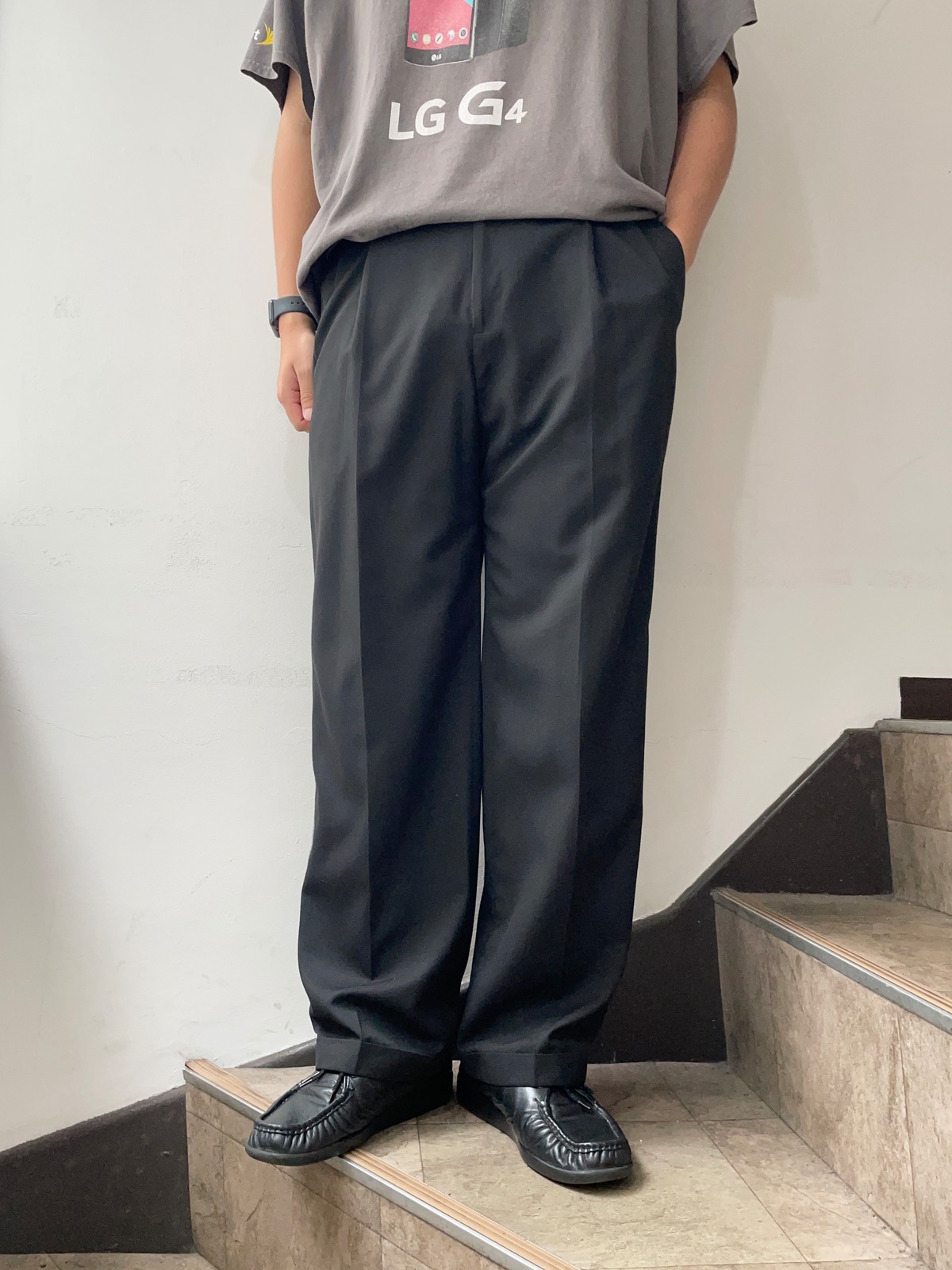 hagger poly rayon 2tucks slacks | used.memento