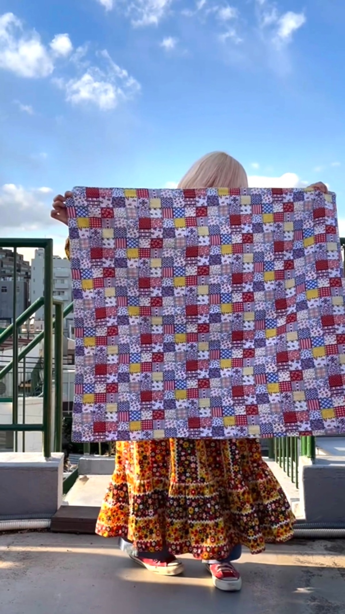 Vintage patchwork pattern flannel fabric reversible blanket cover ...
