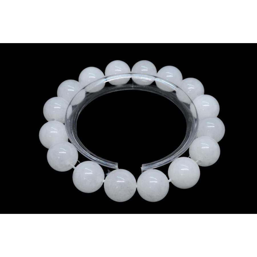 墨文字製作所 天然石 腕輪ブレスレット 白玉髓（ホワイトカルセドニー）12mm玉5A サイズ17cm | Pay ID