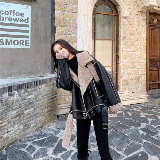 フェイクレザー ジャケット レディース ブラック 大きいサイズ XL 秋