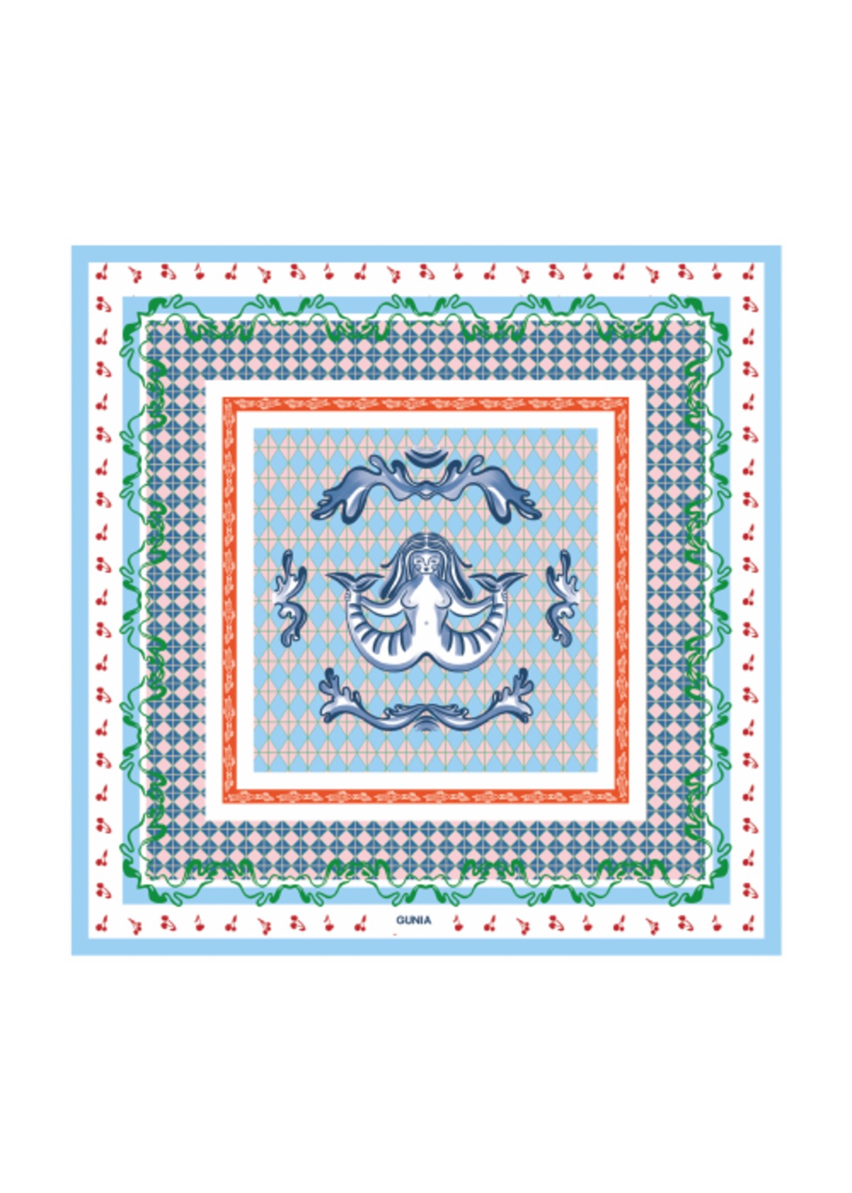 Silk Headscarf with a Siren | Gunia Project Japan