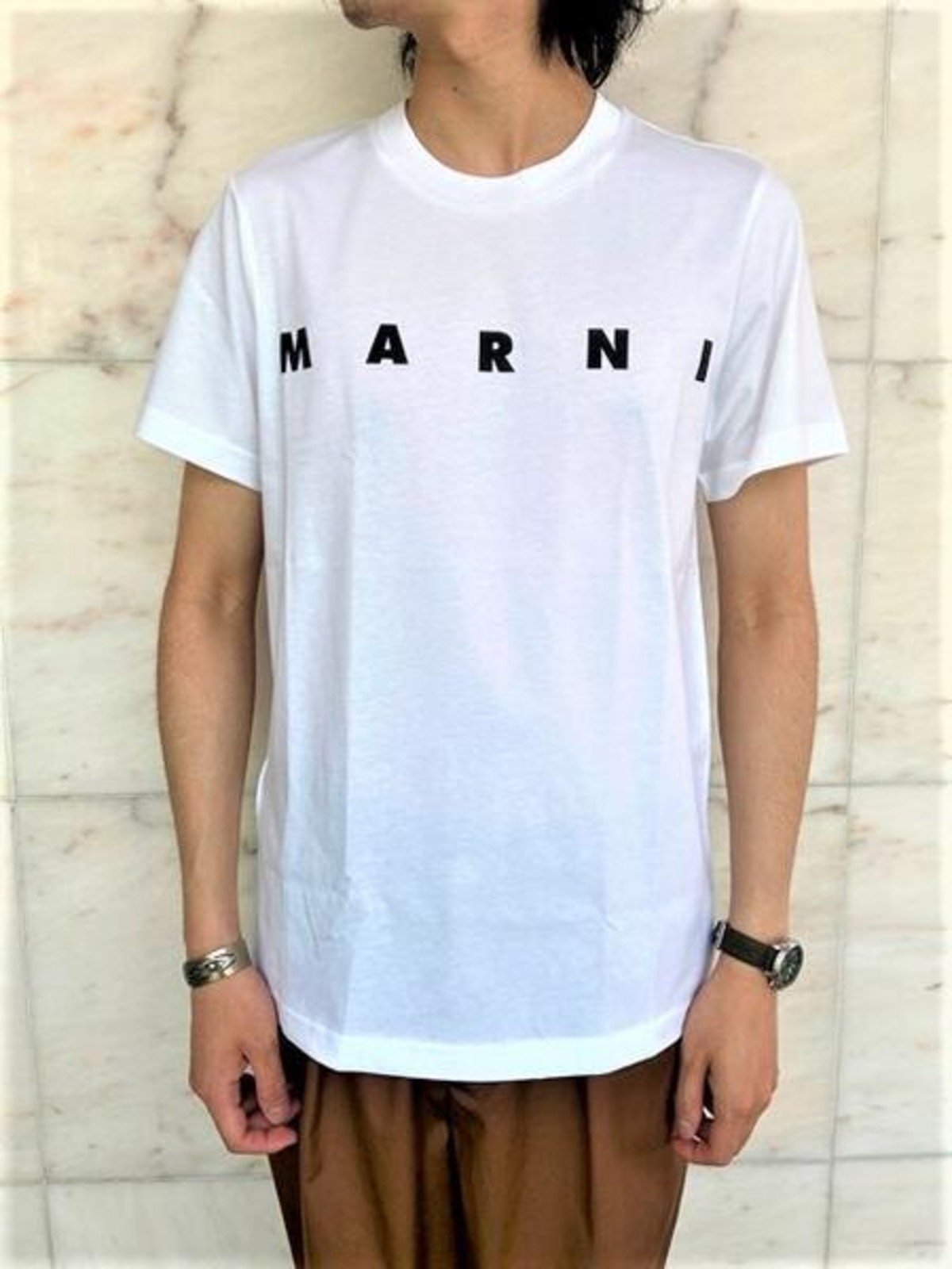 MARNI（マルニ） 【T-SHIRT IN LIGHT COTTON JERSEY WITH FRONT LOGO】 クルーネックショート ...