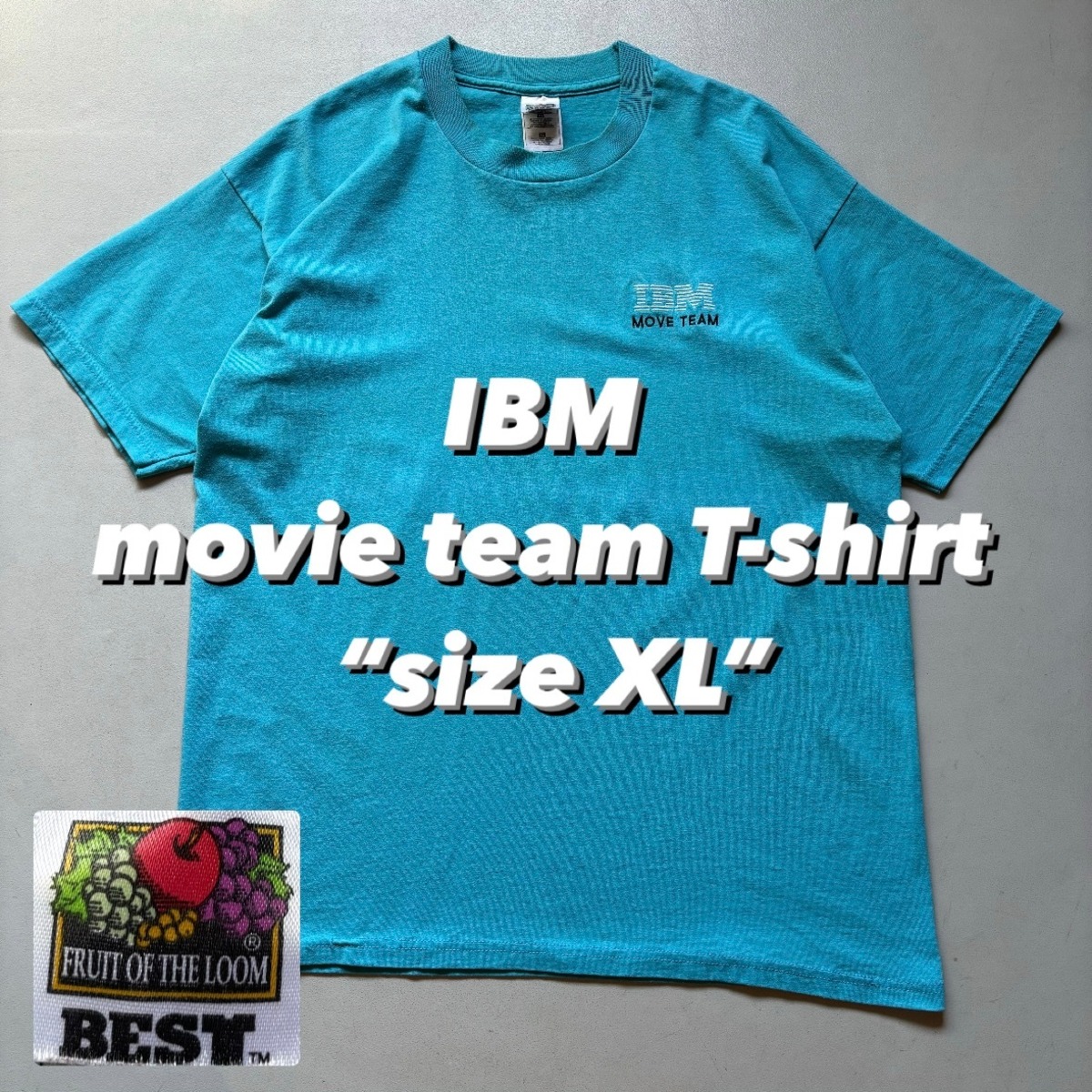IBM movie team T-shirt “size XL” アイビーエム ムービーチーム 映画部門 Tシャツ 水色ボディ ...