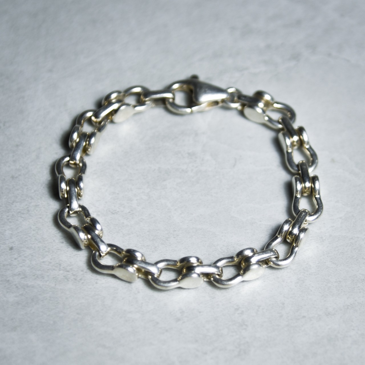 Italian Vintage Silver Shackle Chain Bracelet イタリアン ヴィンテージ シルバー シャックル ...