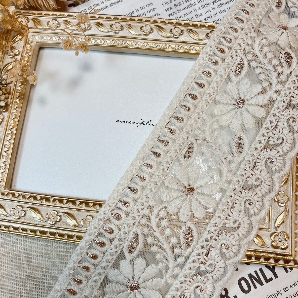 クラシカルリュクスリボン [シャンパンエクリュ]インド刺繍リボン A_0293 | #202 ameri plus