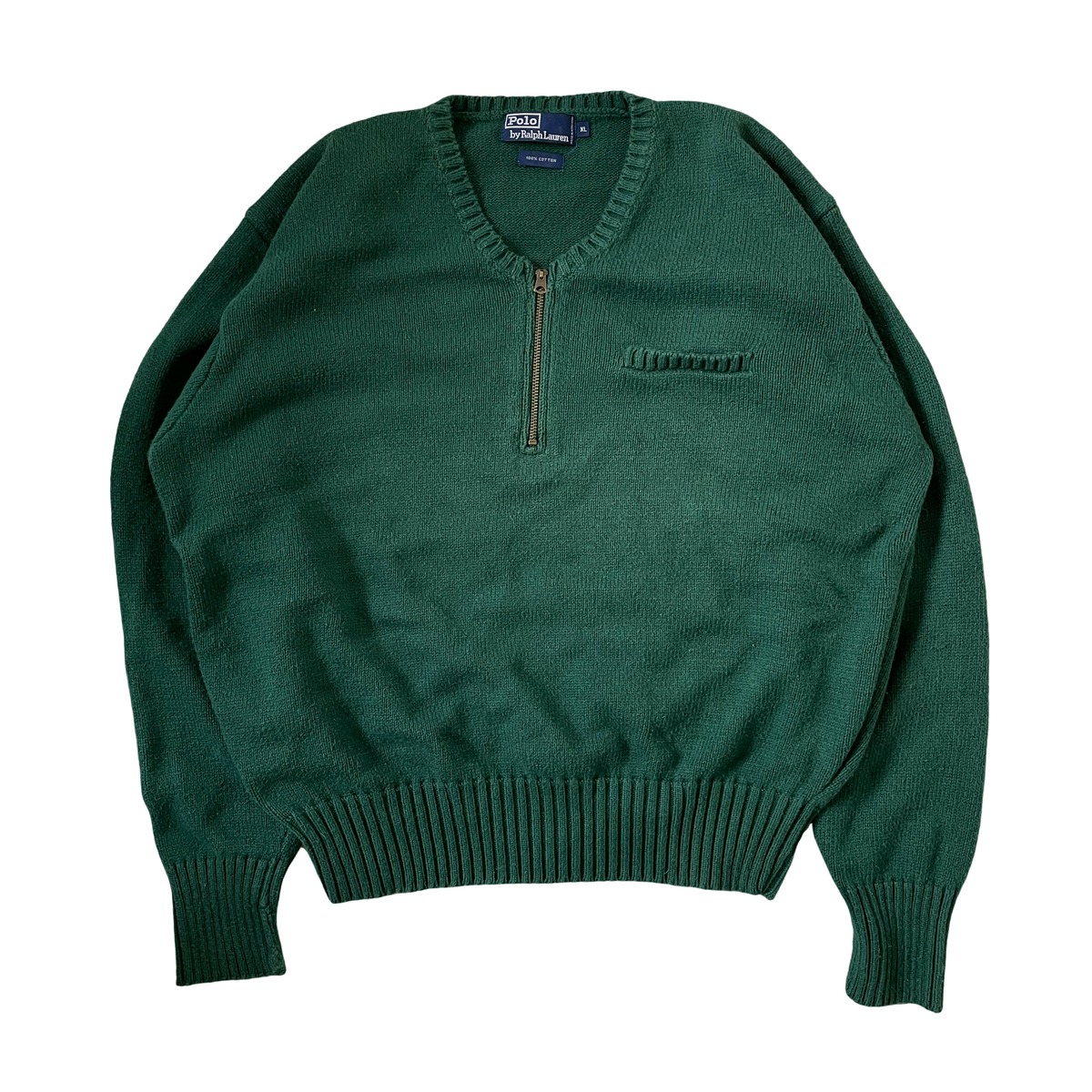90s? Polo by Ralph Lauren half zip cotton knit GREEN XL | buff（バフ）