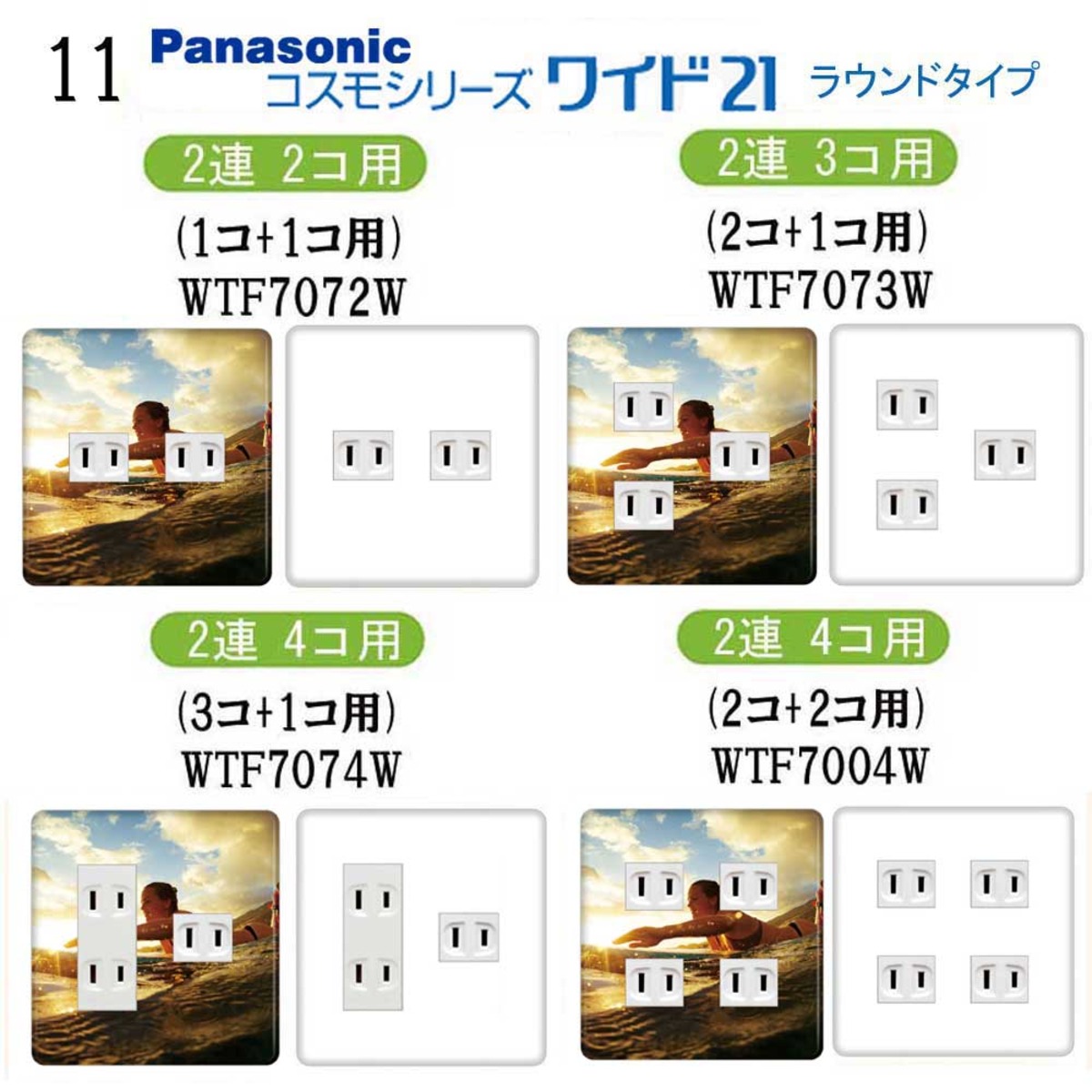 Photo 写真(ビーチ) 11番 パナソニック 【コスモシリーズワイド21】 2連 コンセントプレート スイッチプレート | CASEMAKER