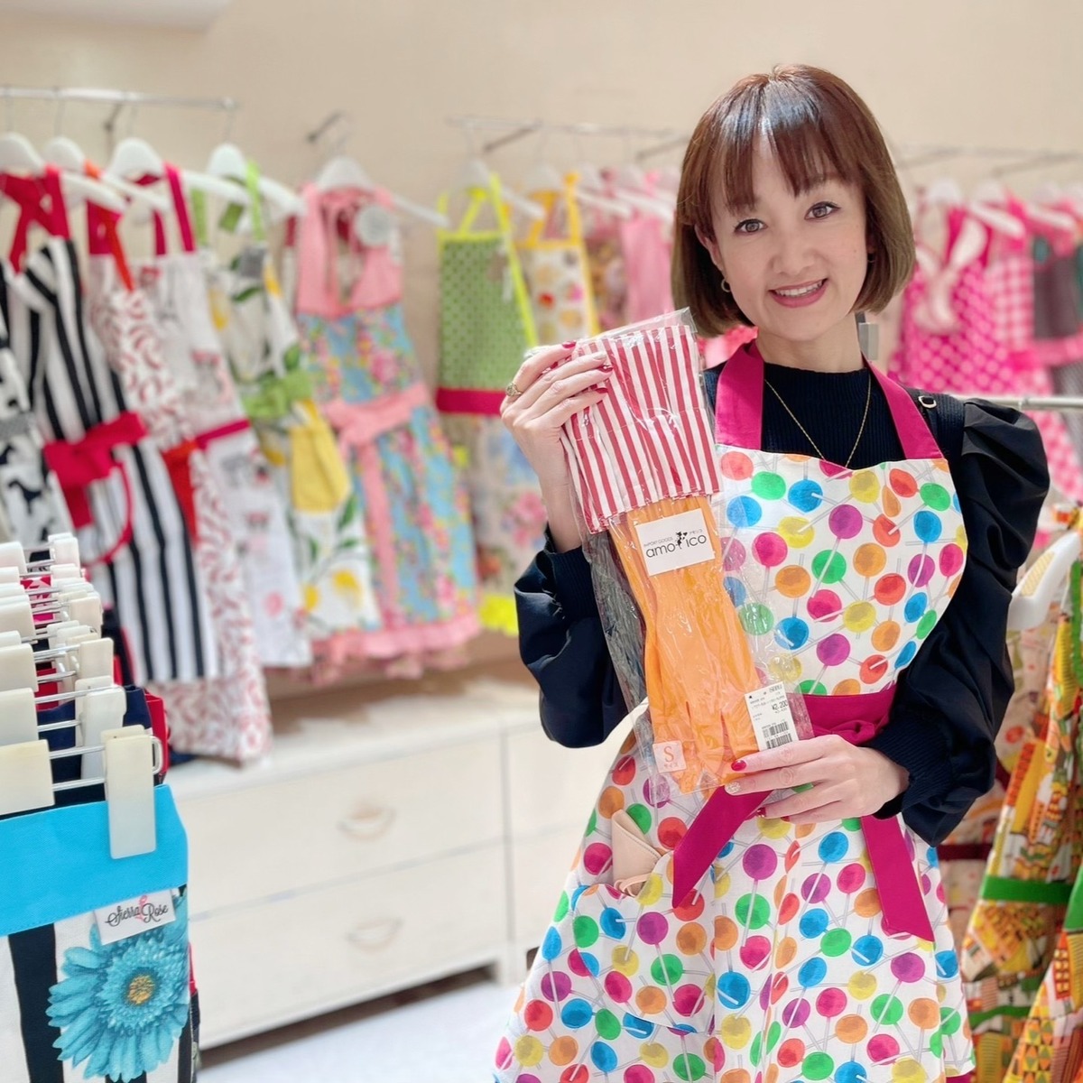 【amorico】ゴム手袋 ストライプ柄 オレンジ（Sサイズ） | おしゃれなエプロン通販のamorico（アモリコ）☆インポートエプロン専門店