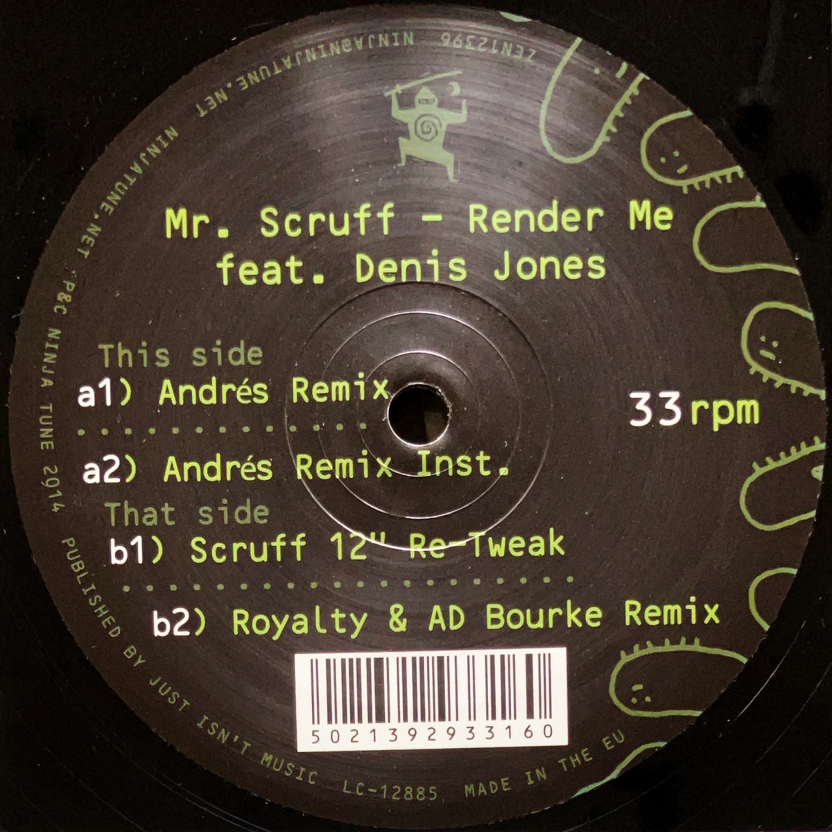 【12”/ Andres Remix】Mr. Scruff Feat. Denis Jones / Render Me (Remixes ...