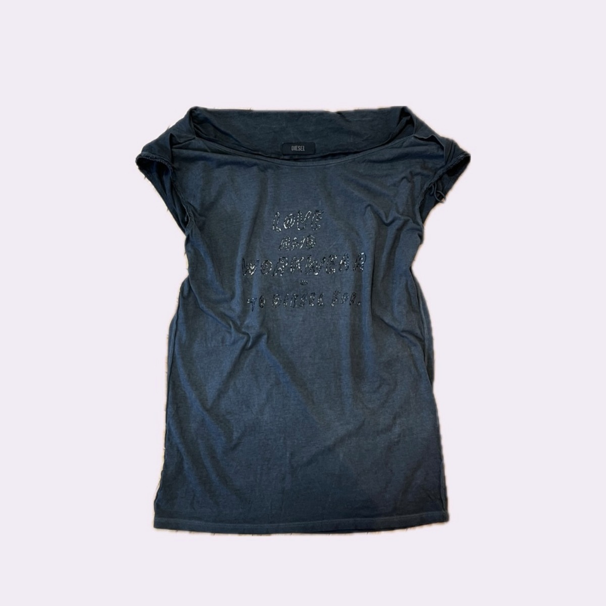 "DIESEL" fade gray initial design nosleeve tops | 異言 -igen tokyo