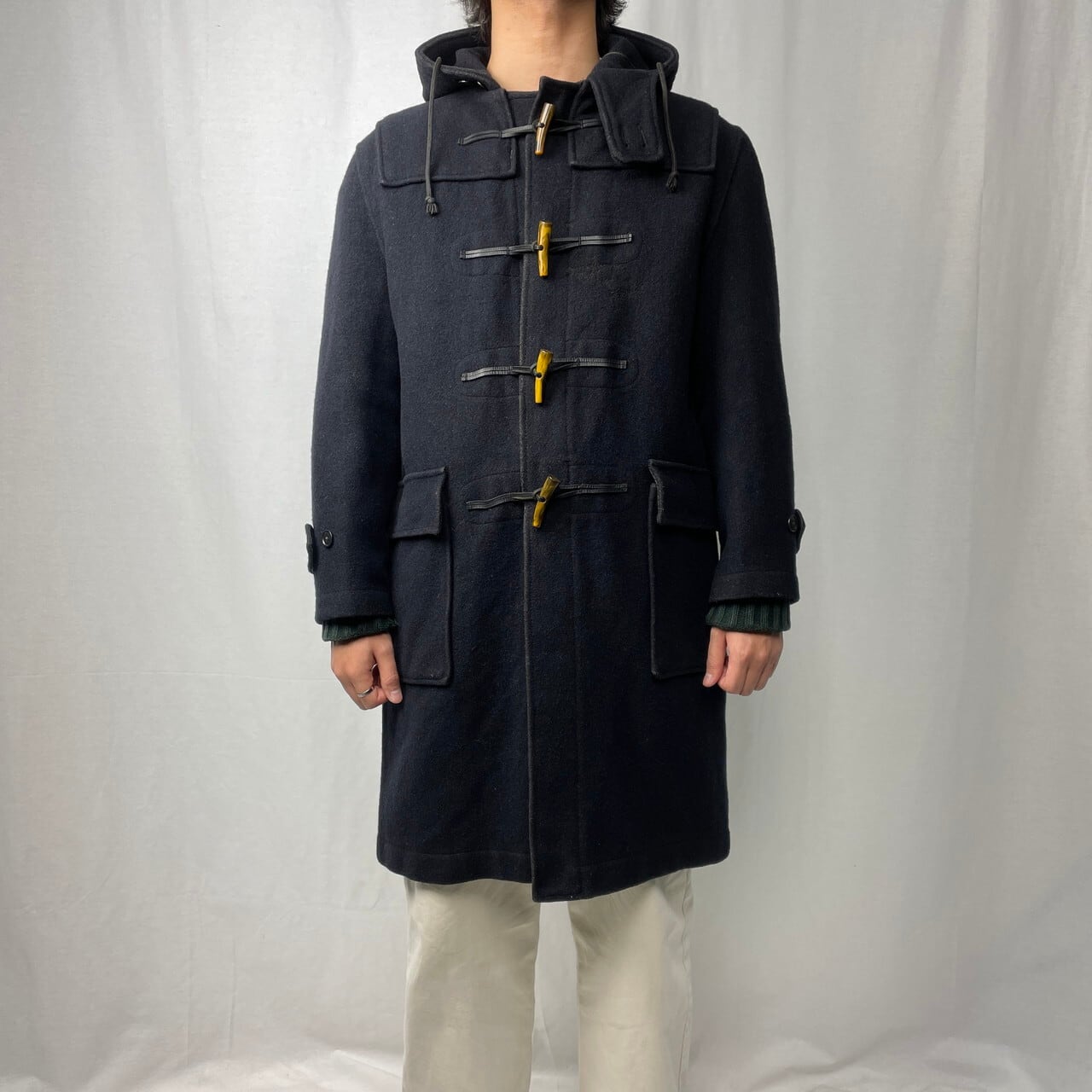 60年代 英国製 GLOVERALL グローバーオール メルトンダッフルコート ウールコート メンズM相当 古着 60s ヴィンテージ VINTAGE フード付き 紺色【コート】/ネイビー ...