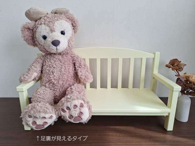 Msize 2人掛け ペールイエロー ぬいぐるみ用 ベンチ フラワースタンド | LEMON レモン │小さなかわいい家具のお店│キッズチェア│ベンチ