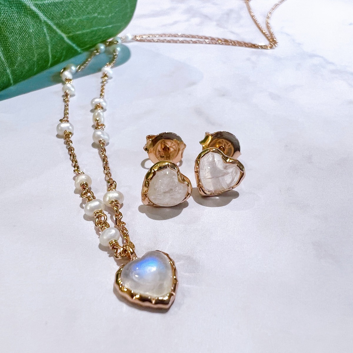 silver925 ムーンストーン ぷっくりハートネックレス | UZU