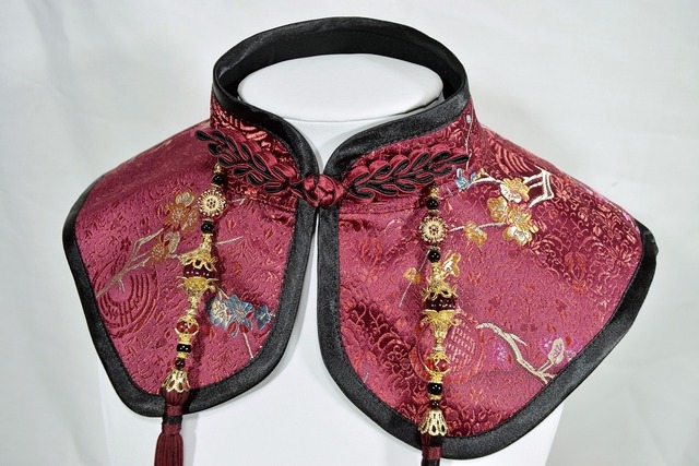 中華付け襟(臙脂梅華)[AR-DC105] | 或-arui-