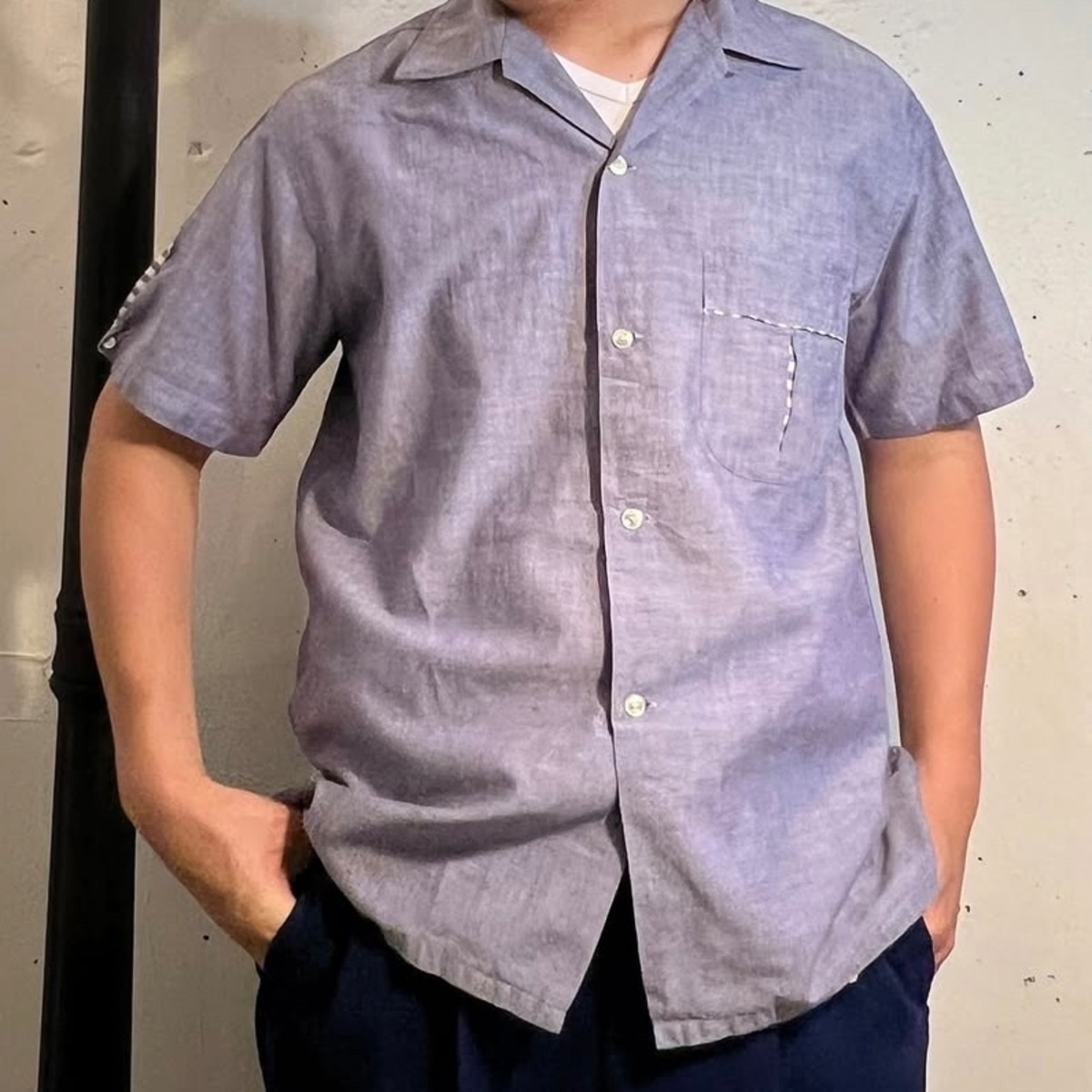 【MEN’S】50’s "Manhattan" cotton opencollor borderpoint shirt | NUTTY ...