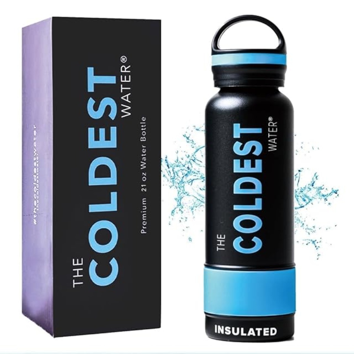 36時間 氷が溶けない スポーツボトル 】 保冷 水筒 ザ・コールデスト ウォーター The Coldest Water オールシーズン 保温 13時間 真空断熱 直飲み (ブルー, 21 ...