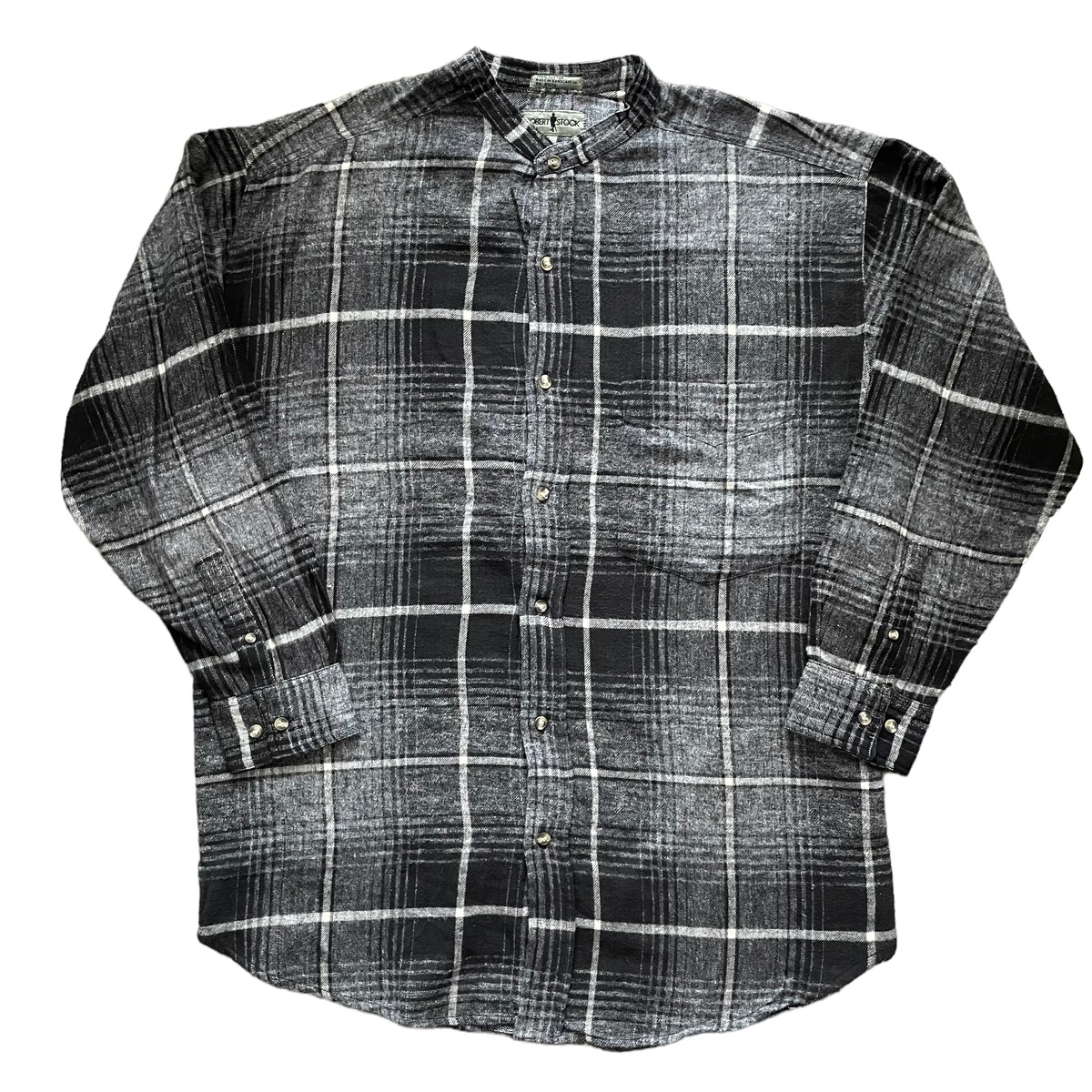 90's ROBERT STOCK Ombre check stand coller shirt | Aim vintage
