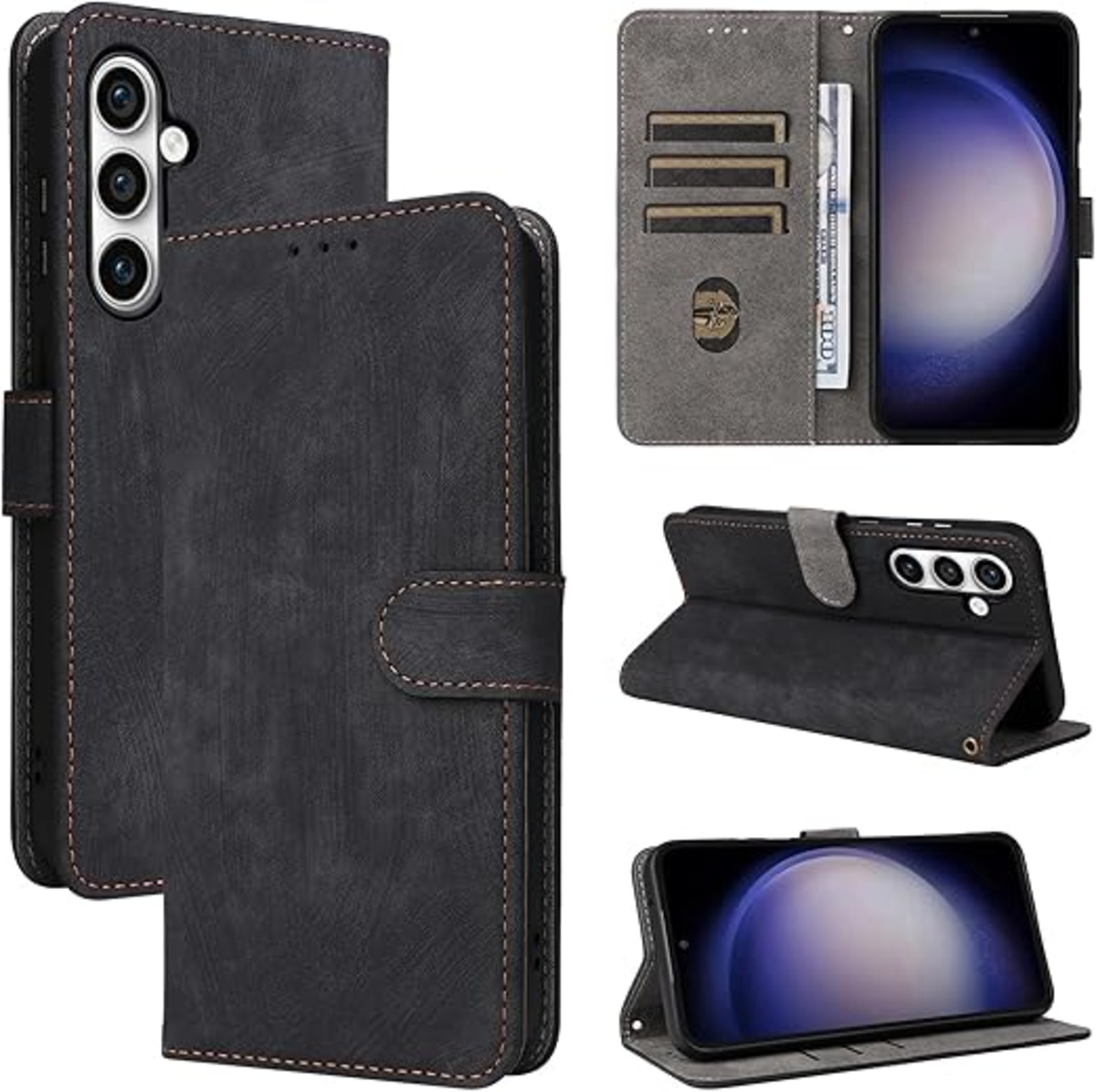 For Nubia S 5G用ケース 手帳型高級PUレザー艶無し【強化フィルム2枚付き】ヴィンテージ加工 実用的カードの収納 スタンド機能 RFID磁気防止 マグネット 男女兼用Nubia S ...