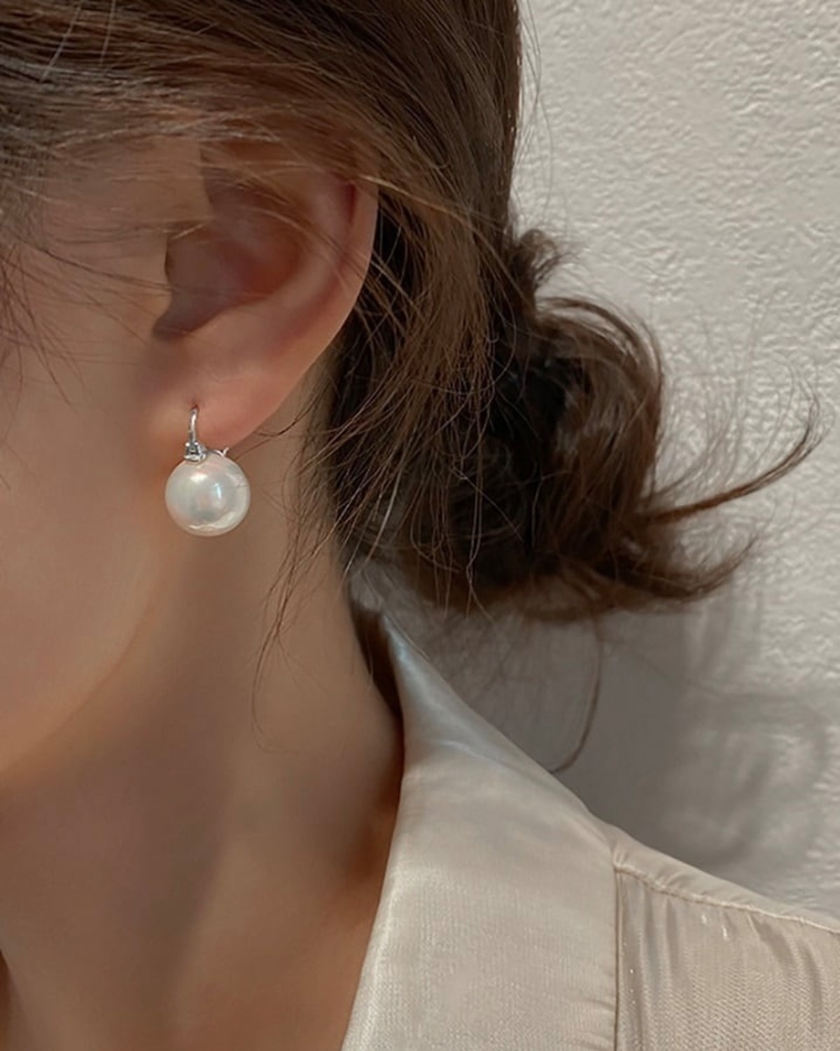 S925 Big Pearl Pierce | onesea