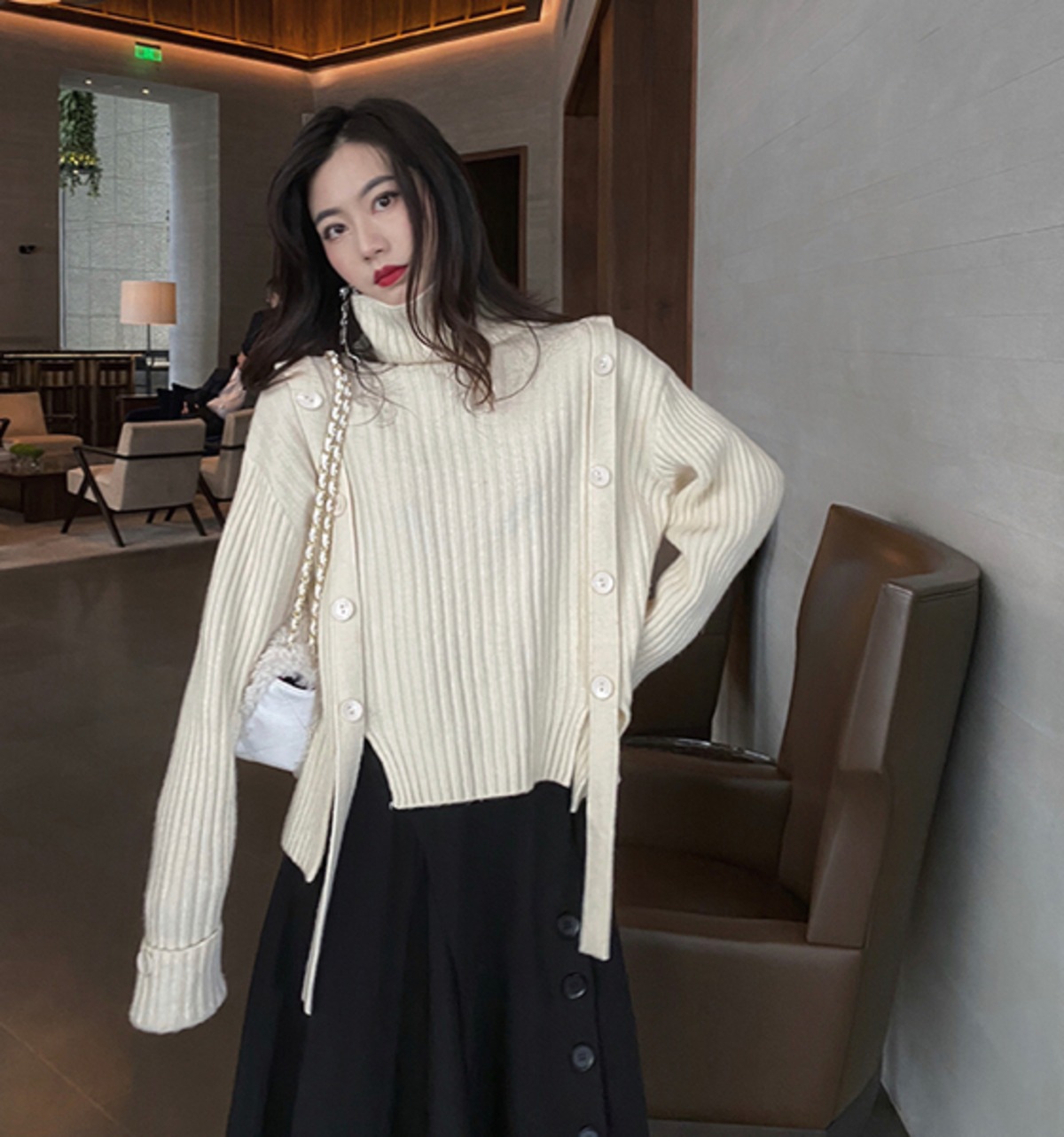 Side button knit | Ebisu_VINTAGE