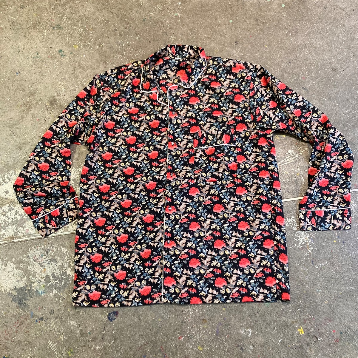 NWSDP "cotton/silk pajamas"/BLACK RED FLOWER | BREAKERS(Z)