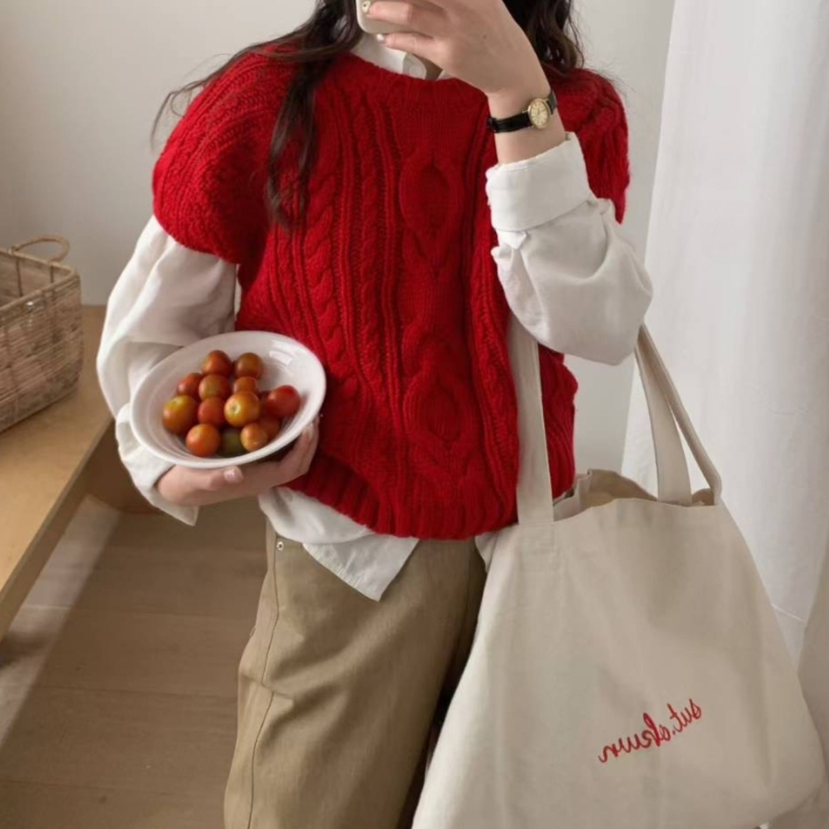 twist cable short sleeve knit【4color】 e1667 | emi pallet