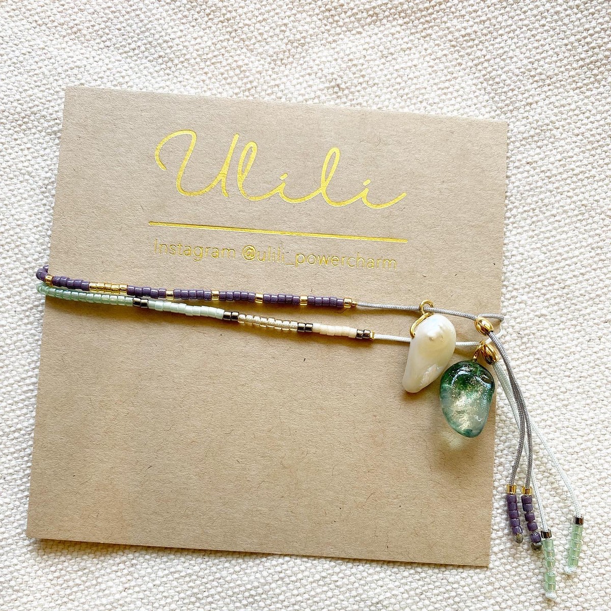 POWER CHARM 二連ブレスレット ︎ Mint green | ulili