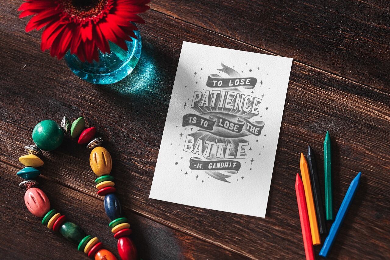 Hand lettering coloring page - Patience ハンドレタリング塗り絵 | Jane One Artworks