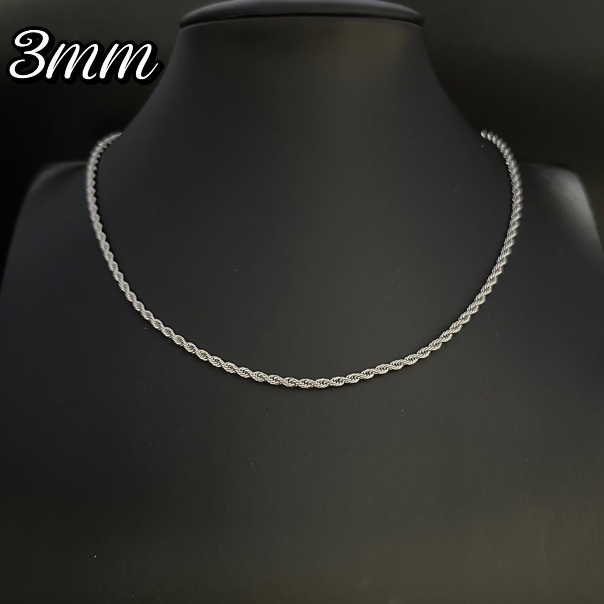 50cm 3mm ねじり ネックレス メンズ レディース シンプル 編み込み | Ruru &Suzaku