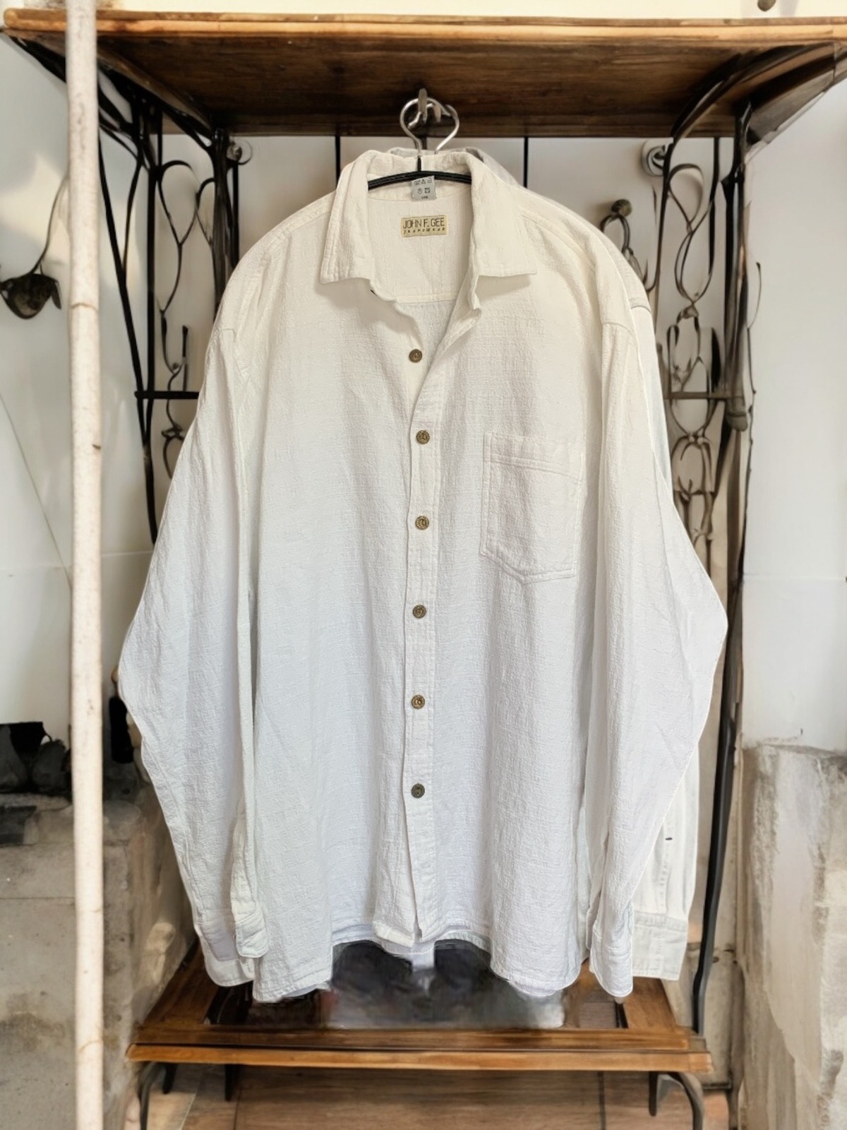 "John F.gee" White shirt (figured textiles) | intrfc.weB