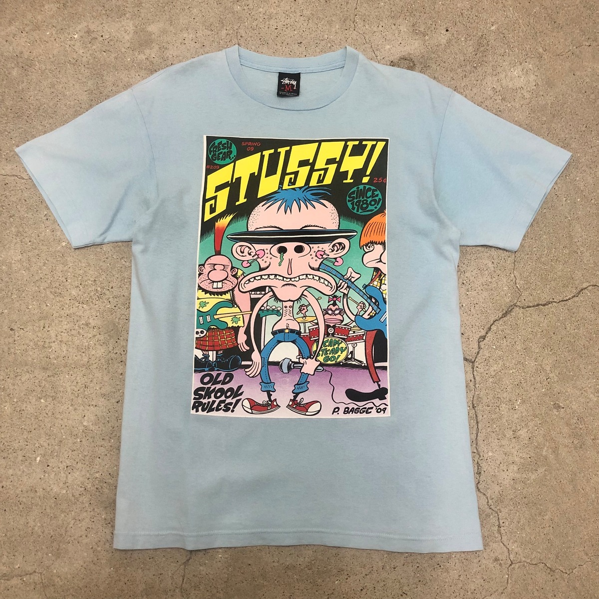 00s STUSSY×P.BAGGE/Anime tee/M/ピーターバッグコラボ/Tシャツ/アニメ/プリント/ブルー/ステューシー/オールド ...