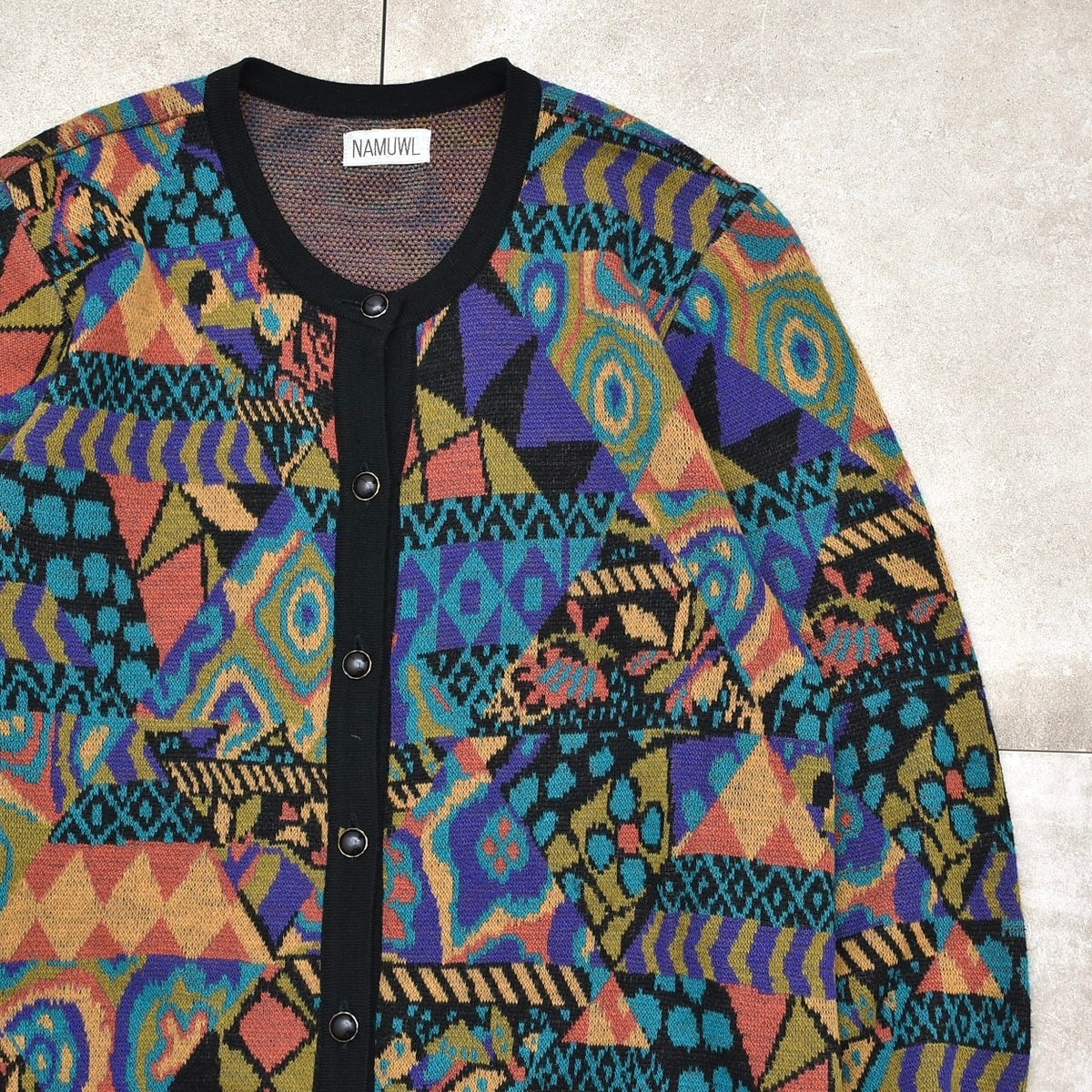 Psychedelic geom. pattern knit cardigan | 古着屋 grin days memory 【公式】古着通販 ...