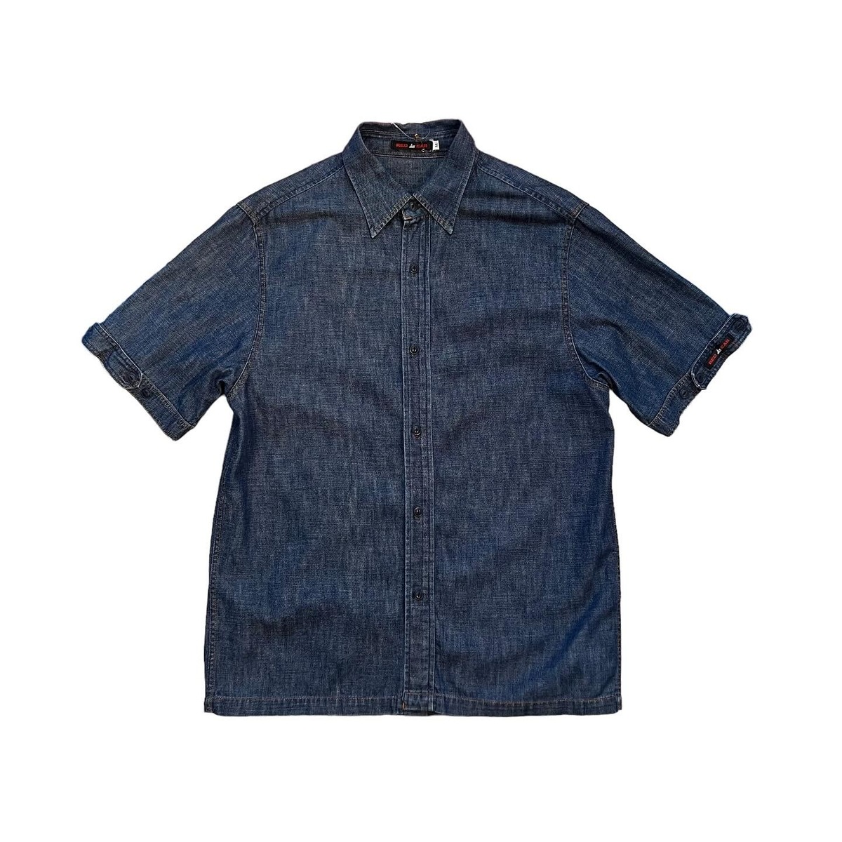 “PAUL SMITH RED EAR” Indigo cotton S/S denim shirt | Kissmet