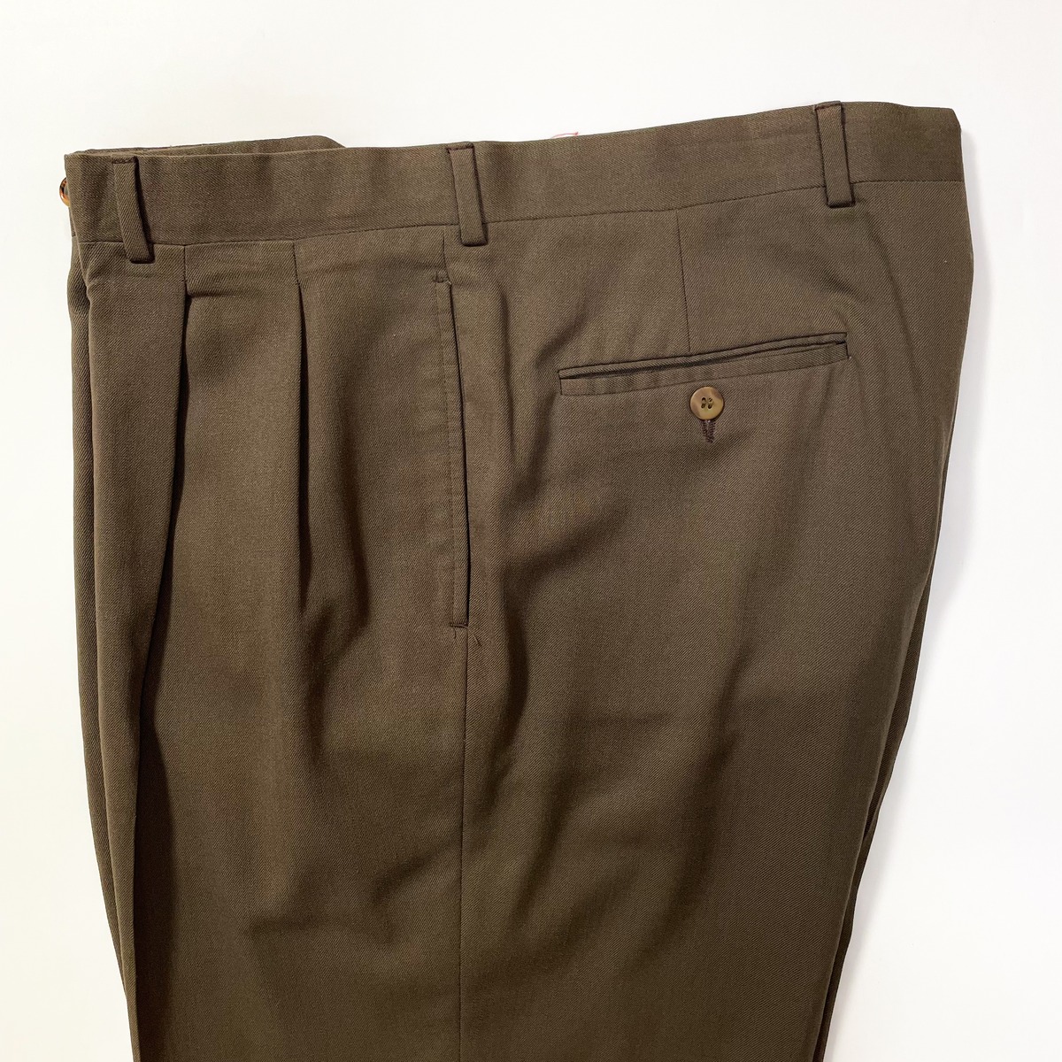1990s " Corbin " brown wool two tuck slacks . made in usa . size 36×29 ...