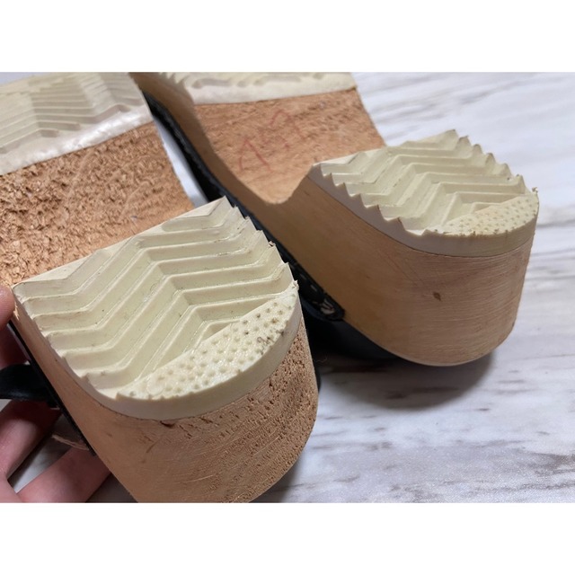 dead stock made in sweden concrete gray rubber wood sole mule shoes "cape clogs" | protocol