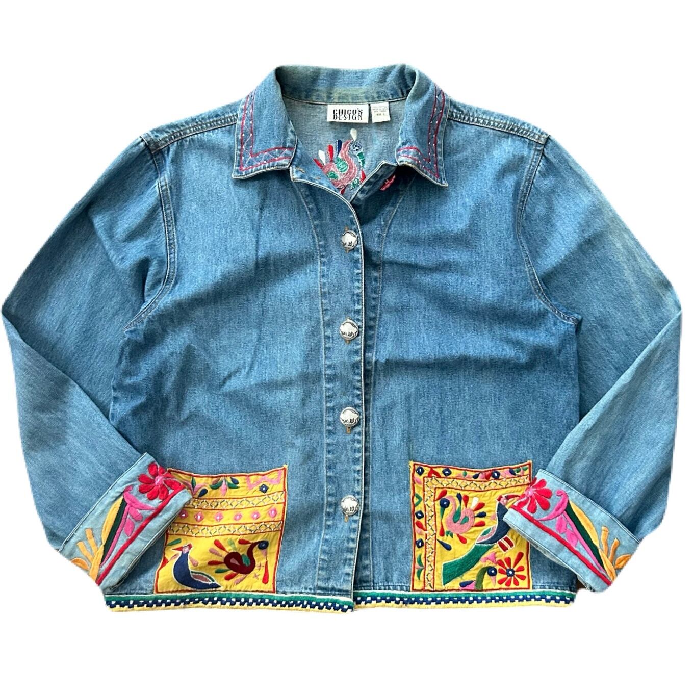 90s CHICO'S DESIGN denim mbroidered cover all | Pay ID