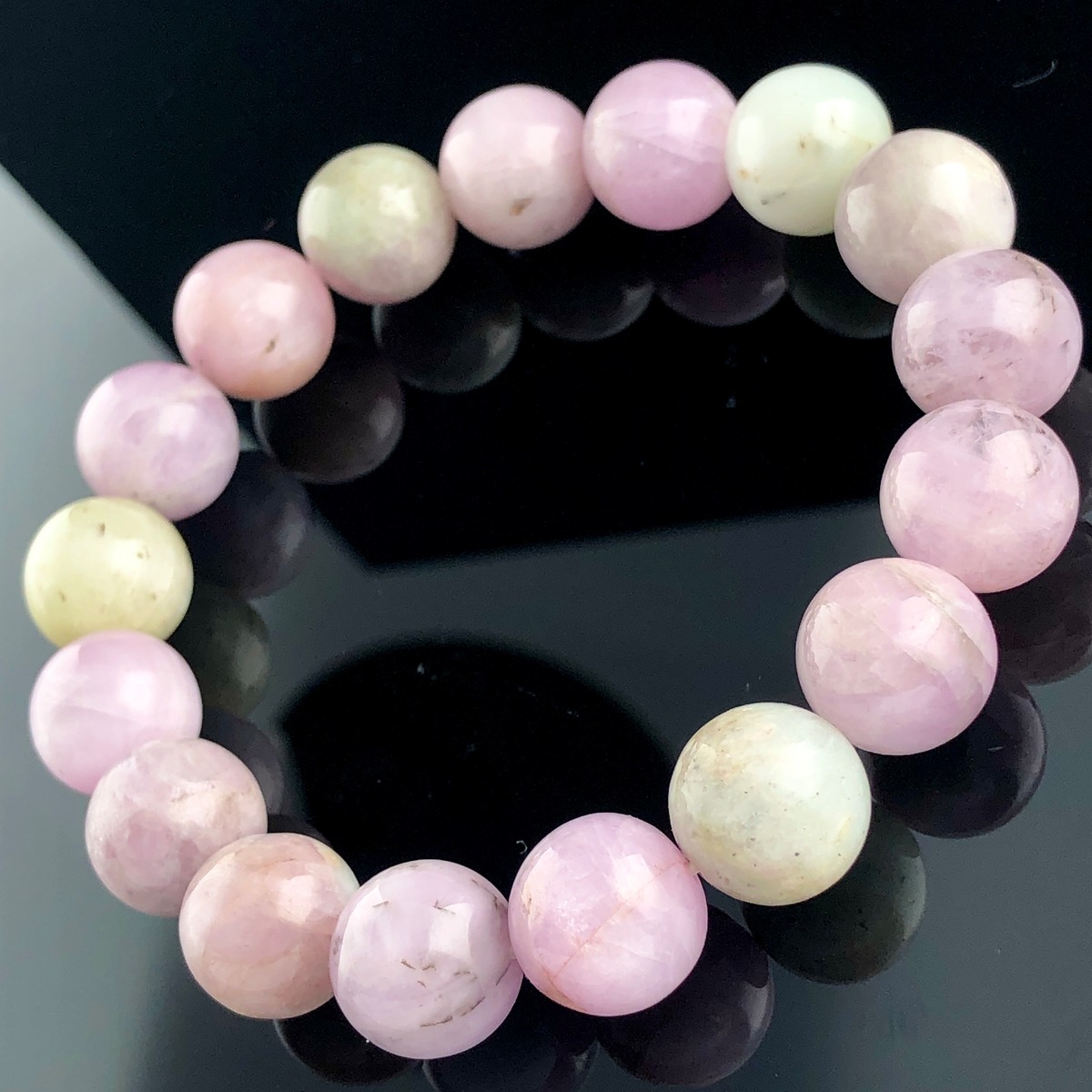 タンザニア産 ミックスクンツァイトブレスレット 11ミリ t258 | 天然石爆売りのDream 〜power stone dream〜