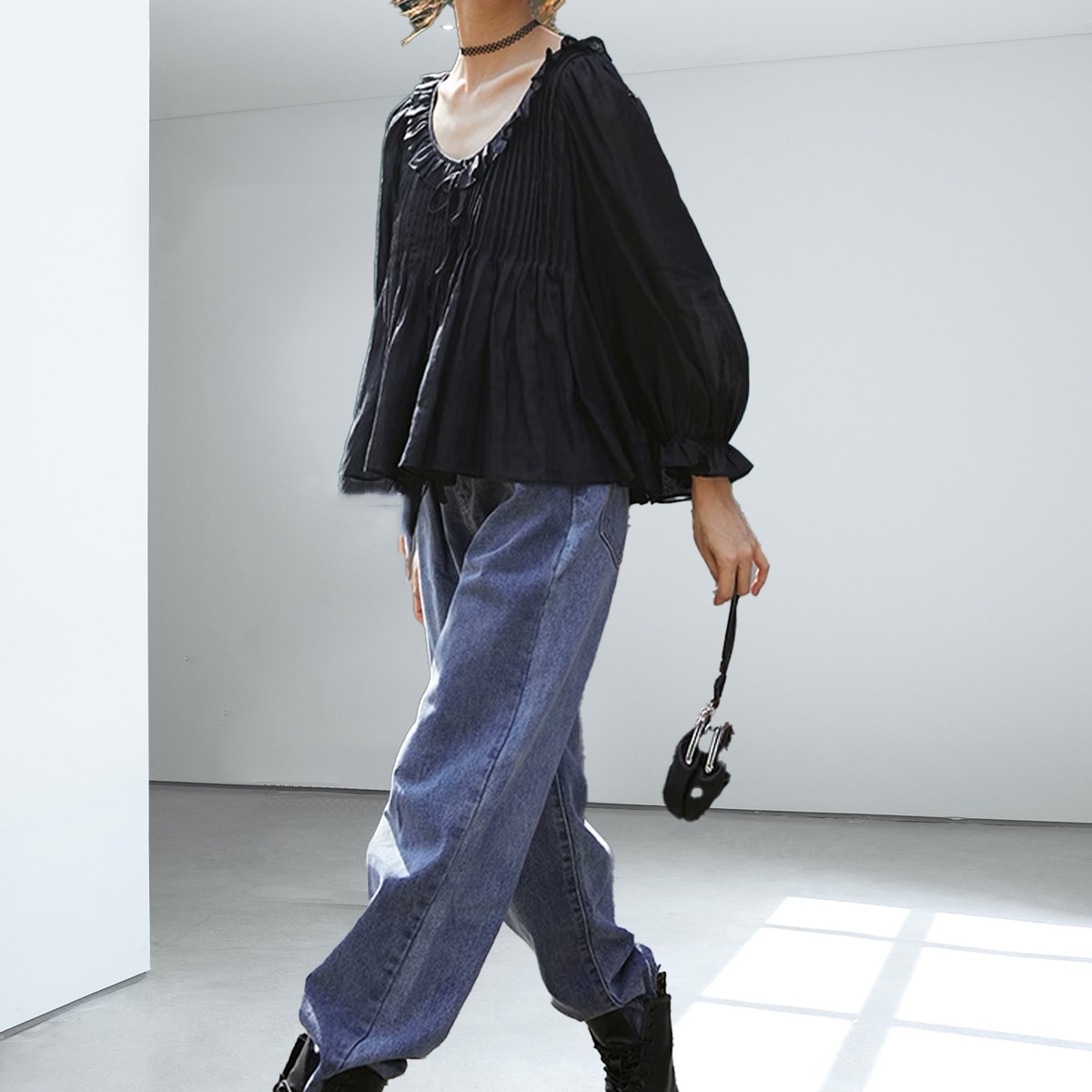 プリーツフリルブラウス /YT0340 | Evermod