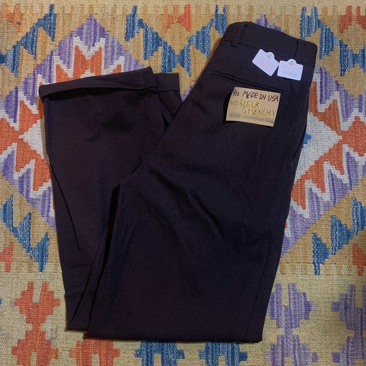 90s Made in USA MONSIEUR GIVENCHY 3-Tuck gapardine Slacks AKB | 古着屋PENNY