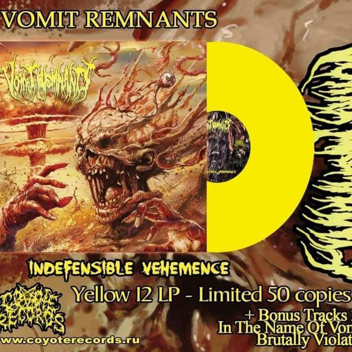 Vomit Remnants-Indefensible vehemence黄レコード 限定生産数50枚！ | VOMIT REMNANTS公式ストア