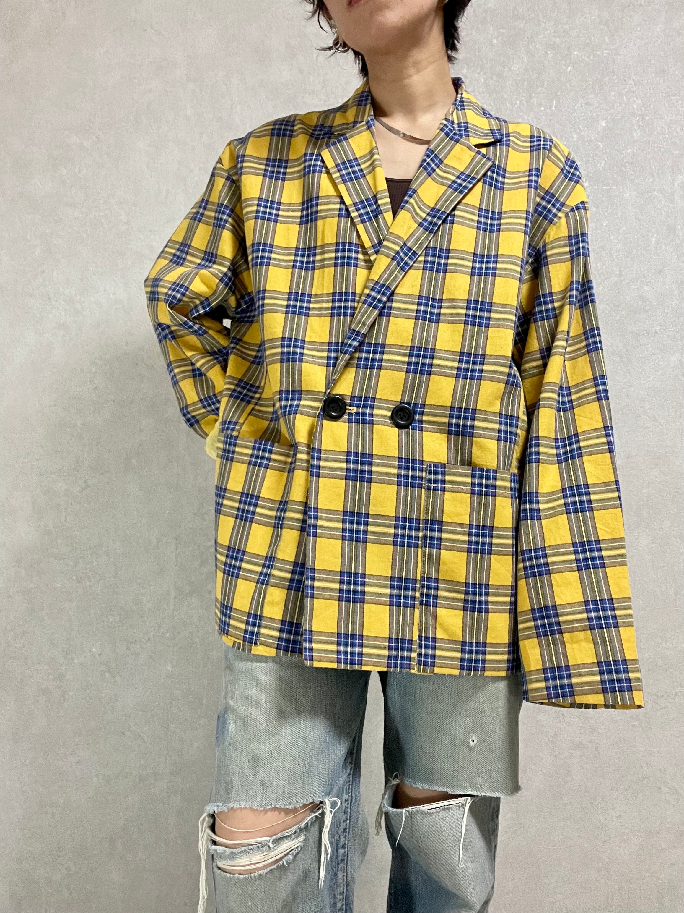 Yellow check jacket double【USED】 | There She Goes