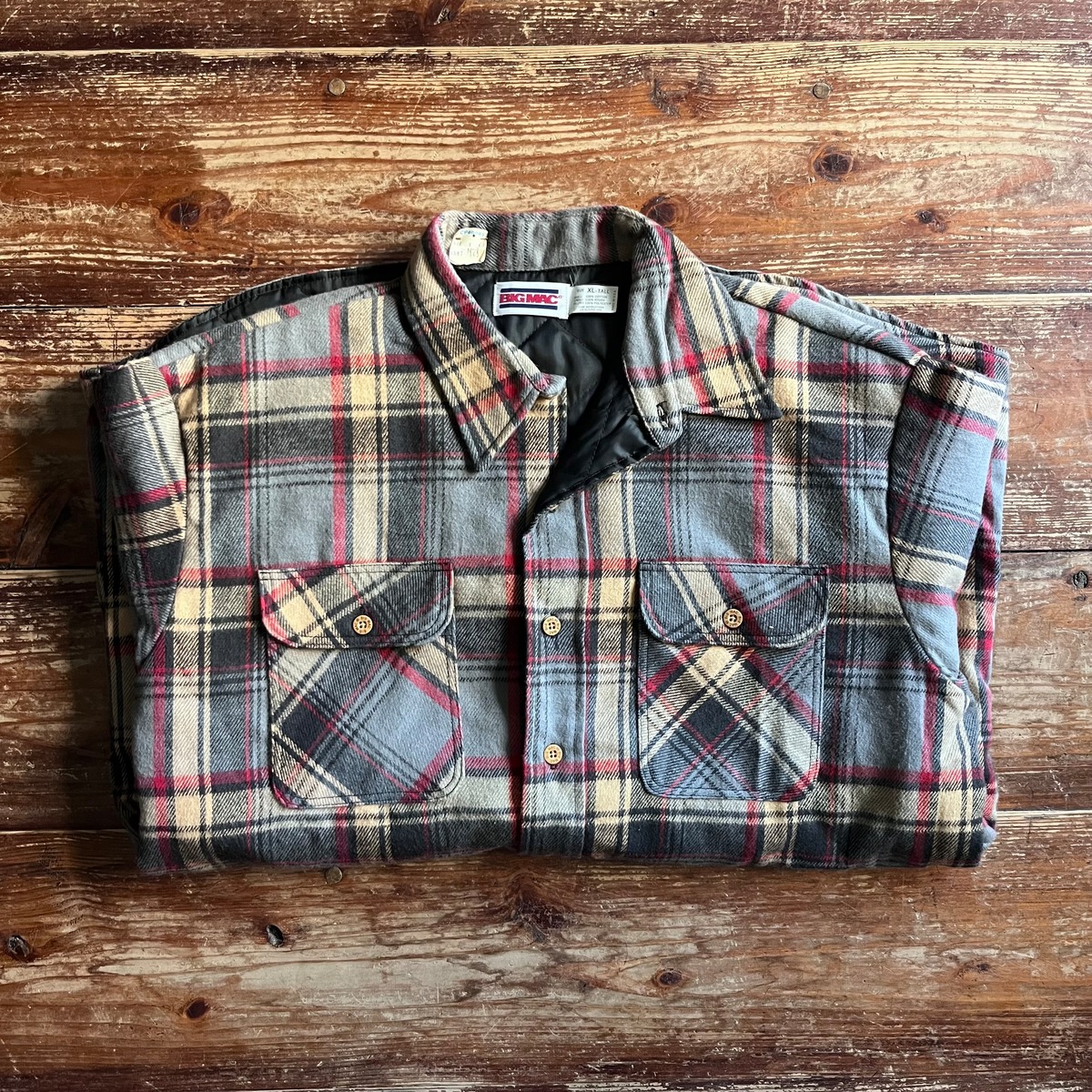 1980’s ”BIG MAC” Quilt Lined Cotton Heavy Flannel Shirt/Grey/ XL | Rei-mart