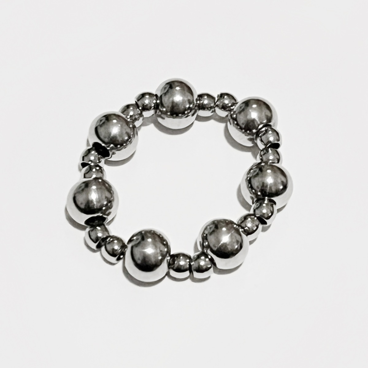 silver stainless beads ring | smug