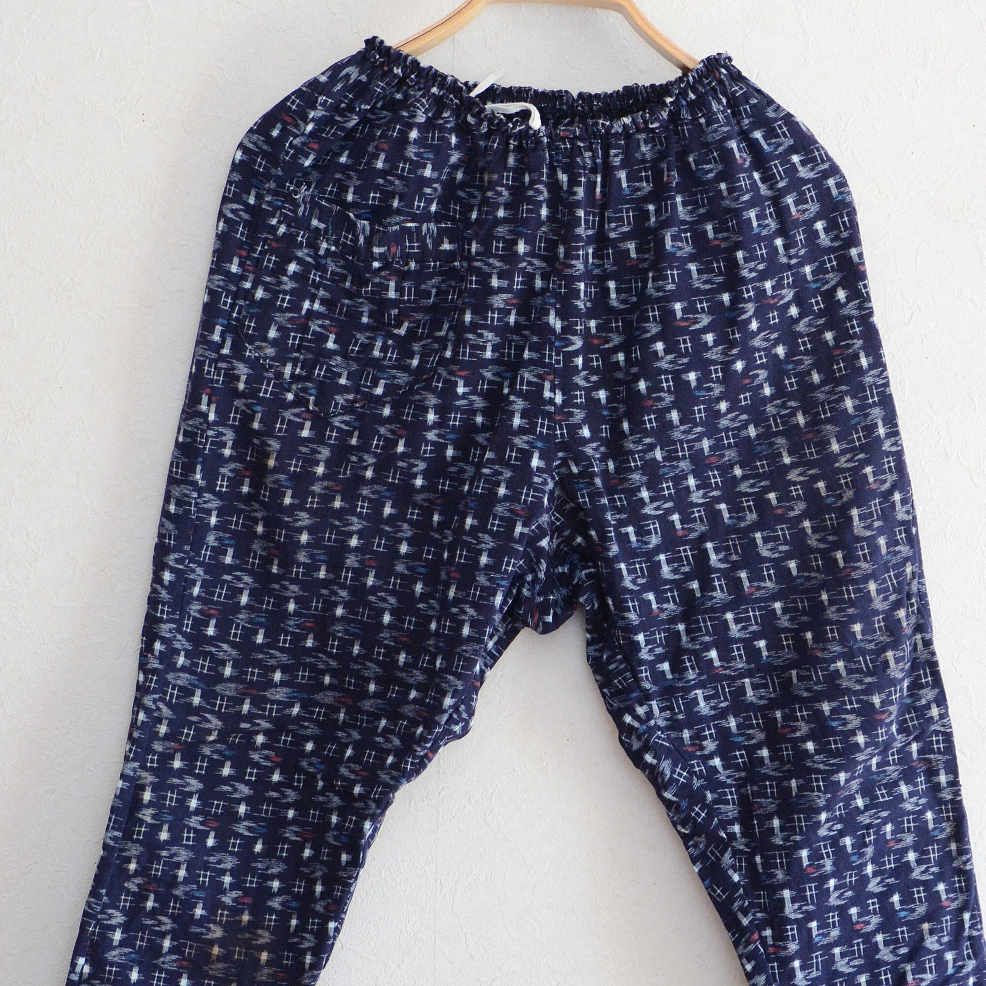 Monpe Pants Noragi Japanese Fabric Vintage Kasuri Pattern | もんぺ ウエストゴム 野良着 作業パンツ 古布 木綿 絣 ジャパン ...