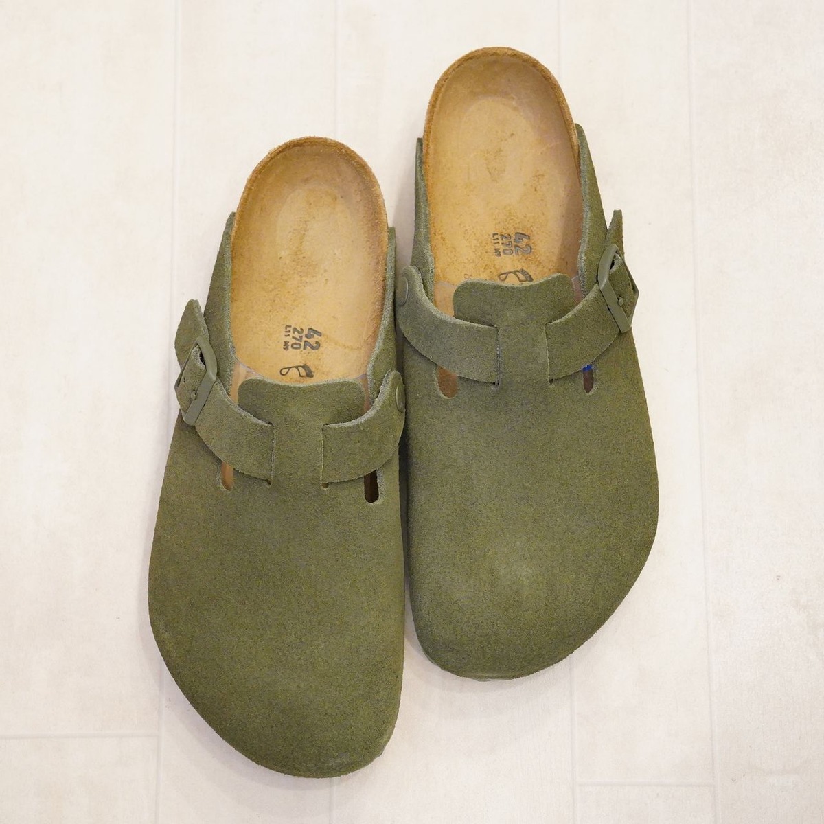 BIRKENSTOCK メンズ ボストン モダンスエードタイム BOSTON modern suede thyme 1024721 ...