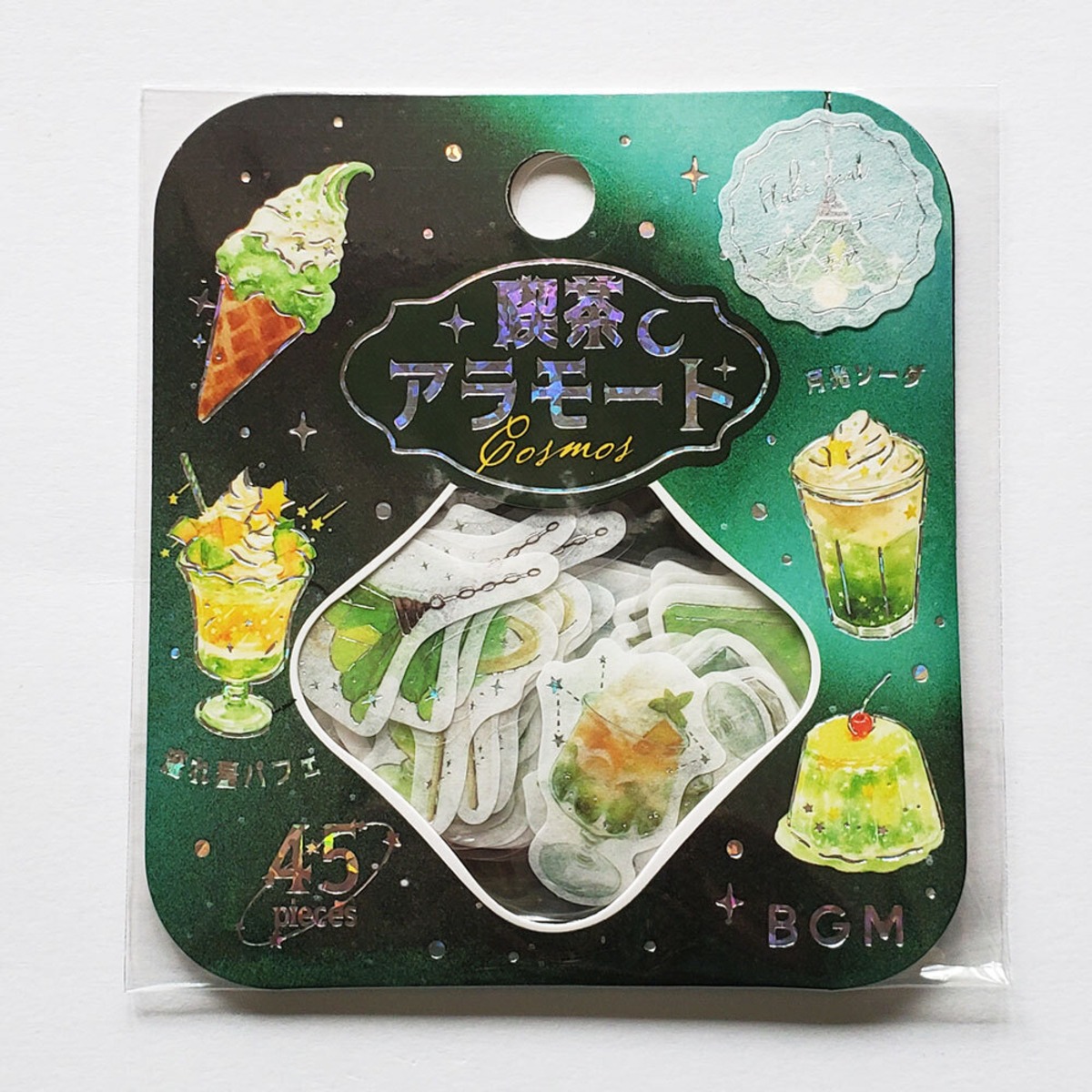 BGM フレークシール 喫茶アラモード・宙 薄明の月空 グリーン | hacohalu 紙雑貨・文具専門店