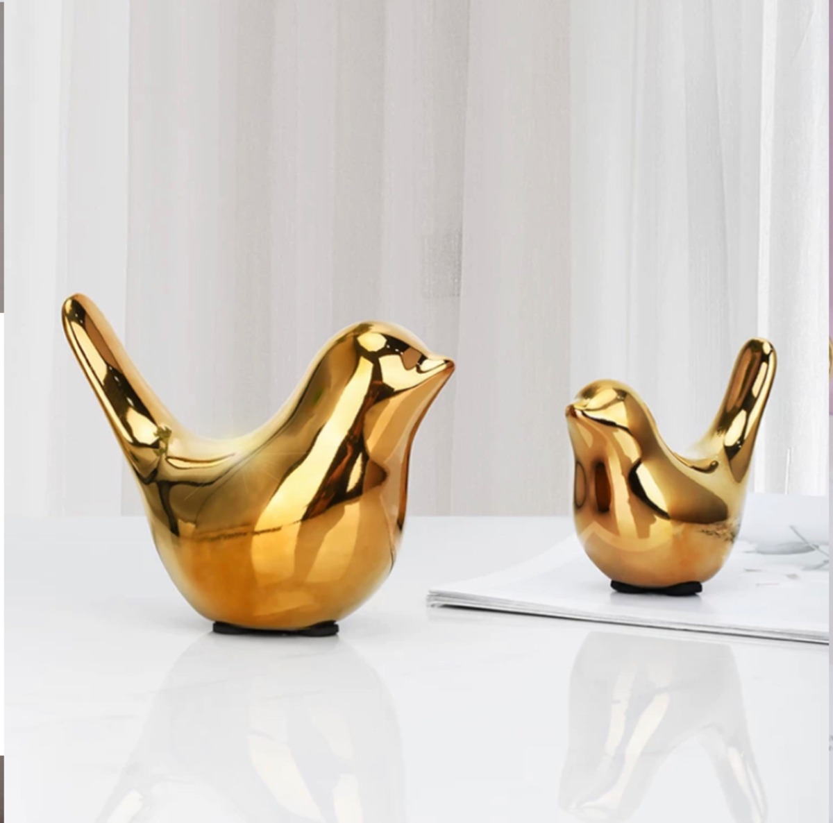 【2set】 Gold bird figurine set【C769】 | craft.meow