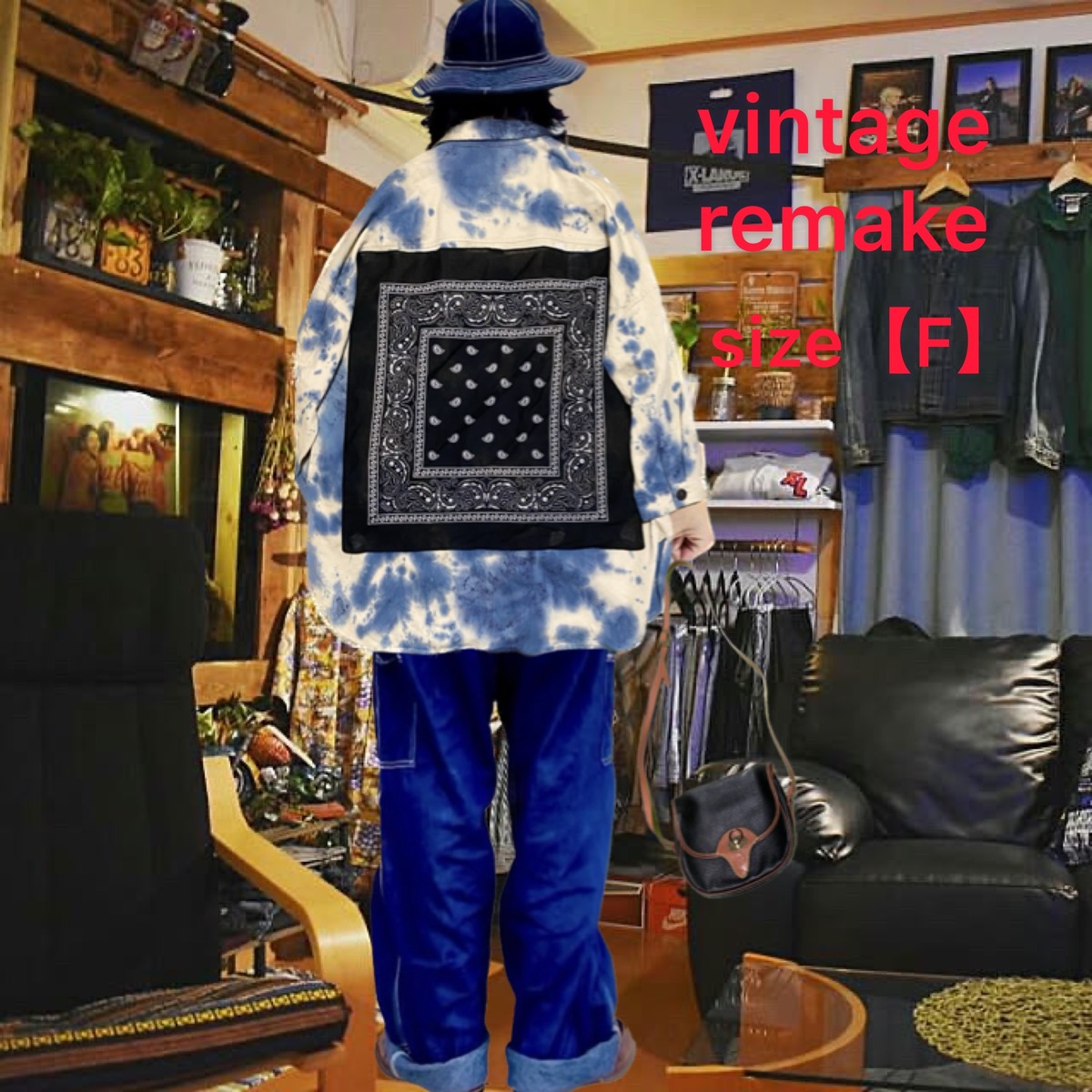 80s vintage キングサイズ インディゴムラ染 バックバンダナ ジャケット | ROMP vintage used shop